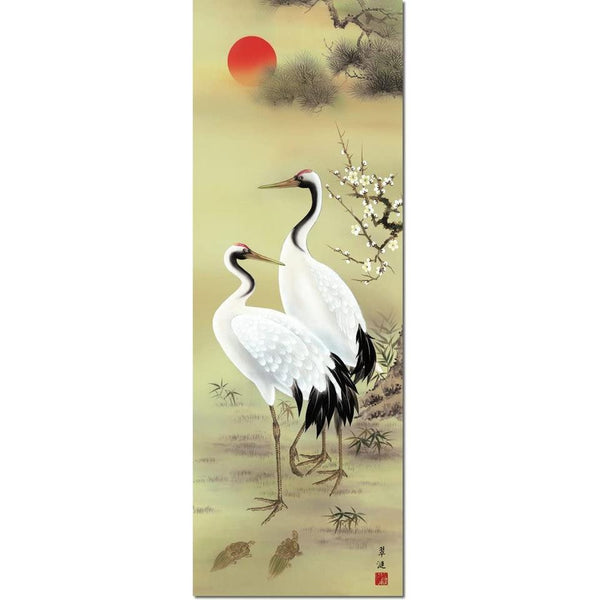Kakejiku 松竹梅鶴亀 "Symbol of Longevity" Suiren Totsuka Hanging Scroll ...