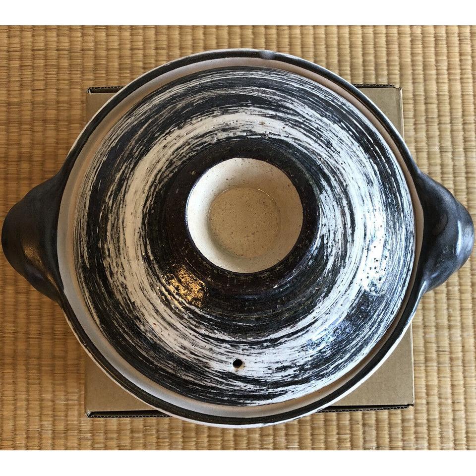 NAGATANIEN IGA Donabe 2-3 people 27cm Large Marble Hakeme Clay Pot ...