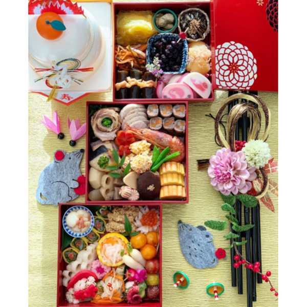 3-Stage 18cm Osechi Jubako Lunch Box Container Flower Red – Shoran Japan